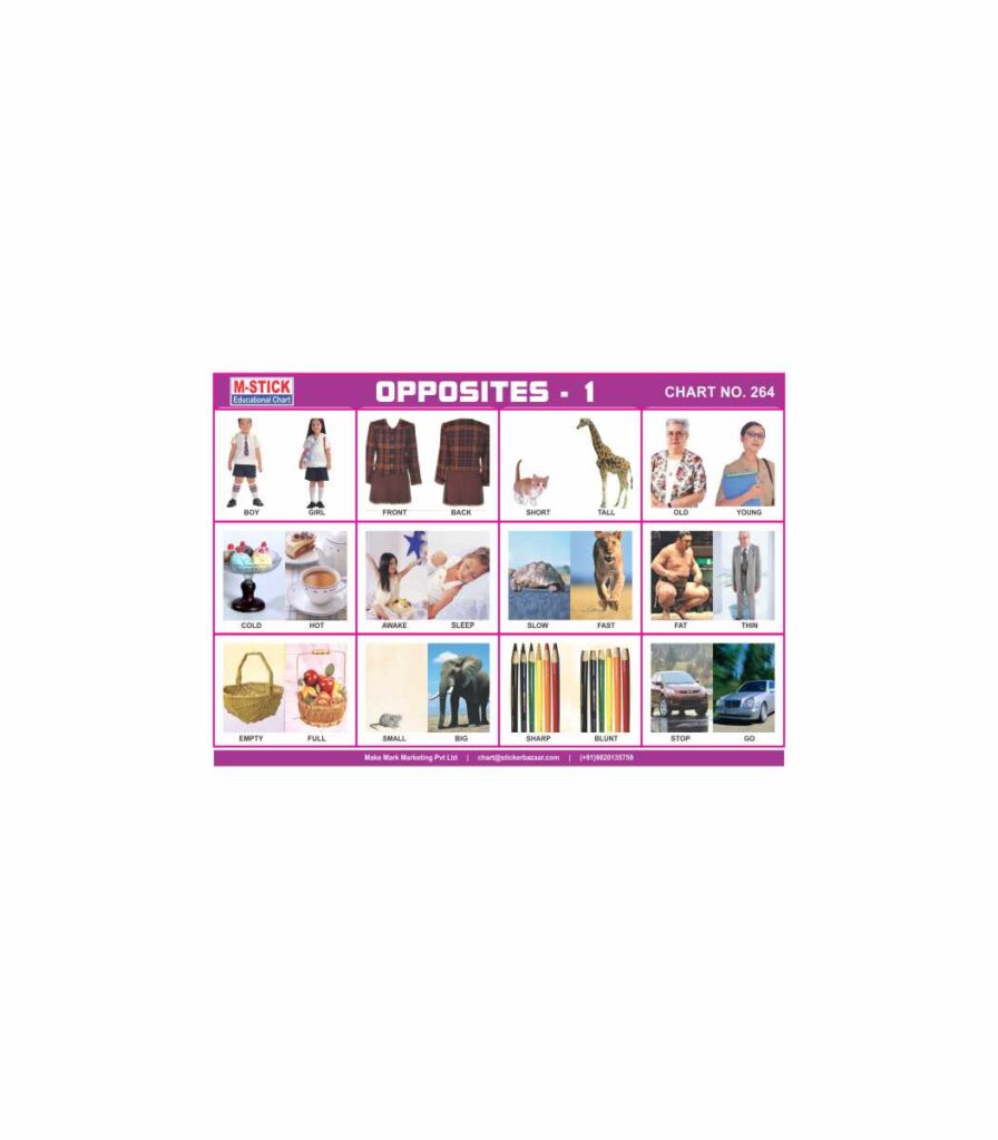 M-Stick |Educational Chart |264 |Opposites-1 |10 Sheets| - Sticker Bazaar