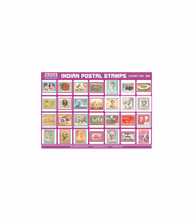 M-Stick |Educational Chart |389 |Indian Postal Stamps |10 Sheets ...