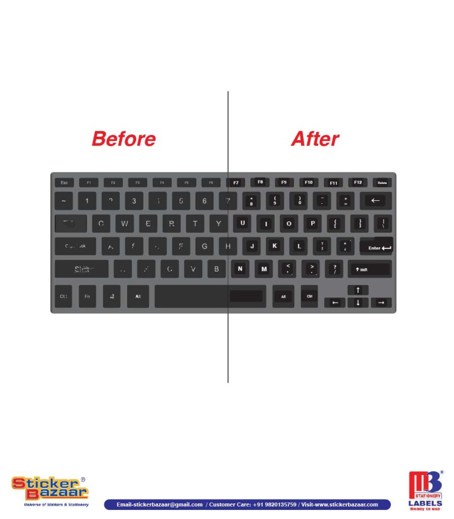 Sticker Bazaar | Keyboard Sticker | English / Regular | Black ...